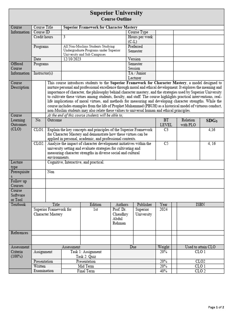 Module Superior Framework For Character Mastery | PDF | Virtue | Behavioural Sciences