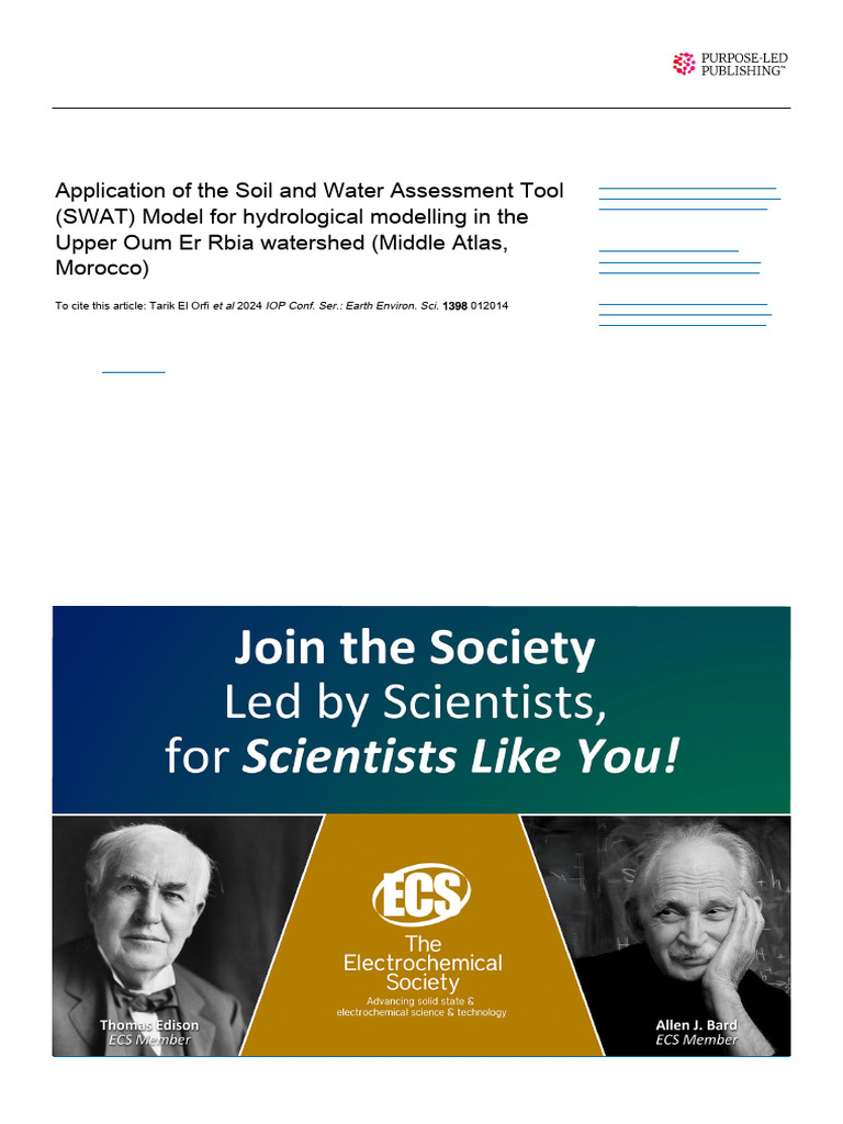 Application of The Soil and Water Assessment Tool SWAT Model For ...
