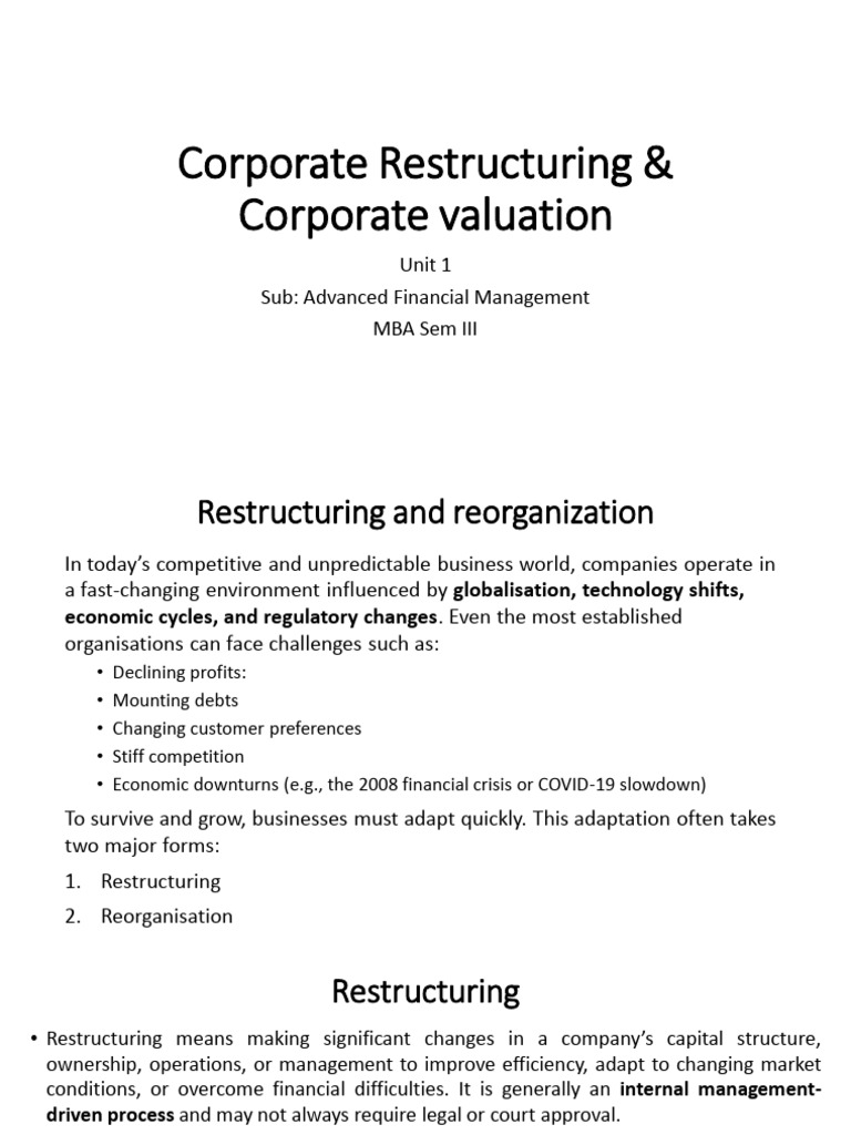 Corporate Restructuring Strategies Explained | PDF | Mergers And ...