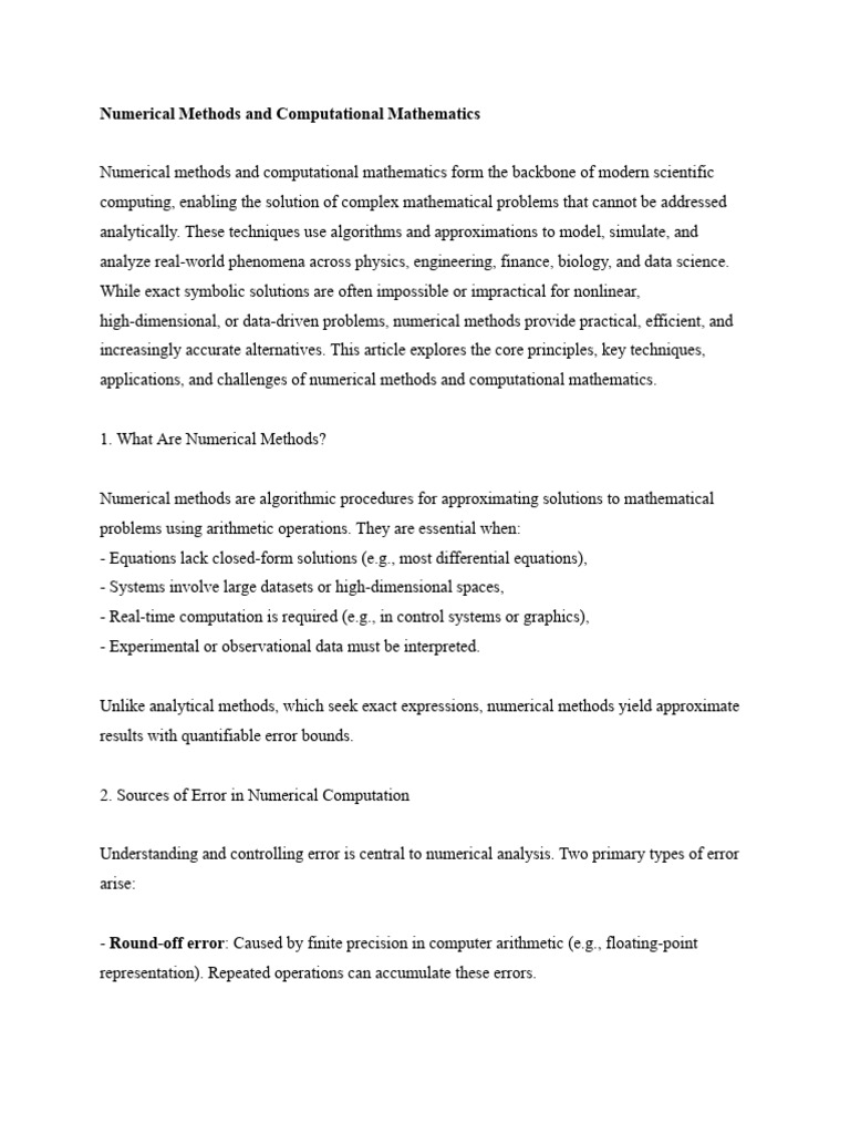 Numerical Methods in Computational Math | PDF | Numerical Analysis ...