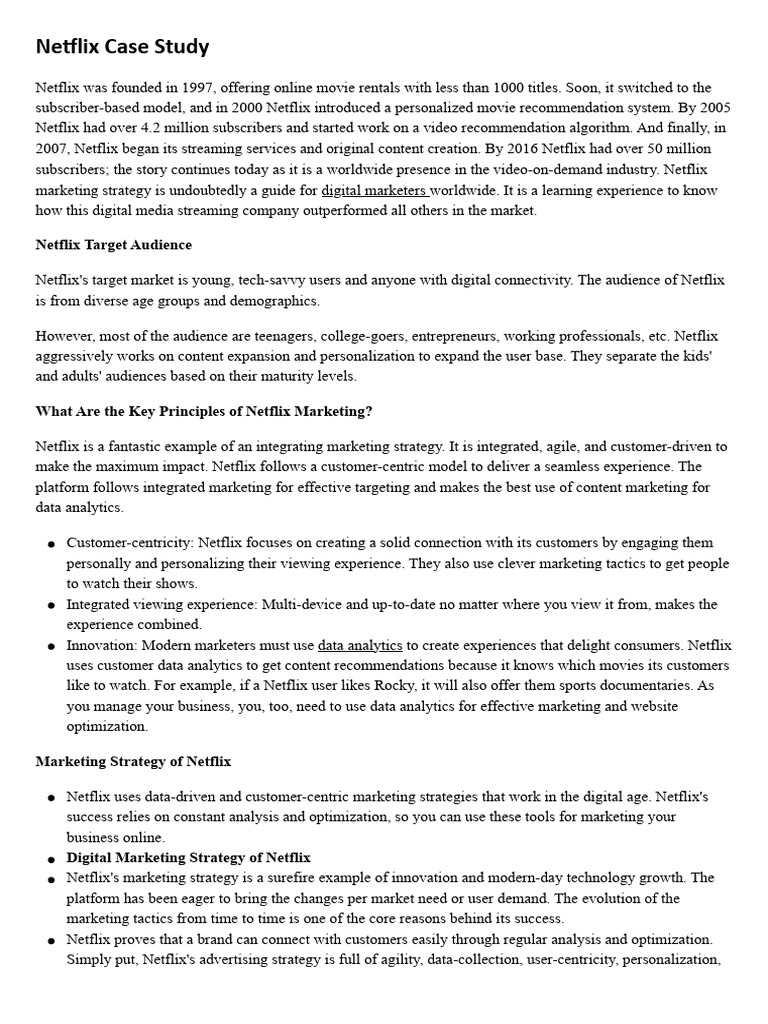 Netflix Case Study - Docx - 20251029 - 234632 - 0000 | PDF | Netflix | Marketing