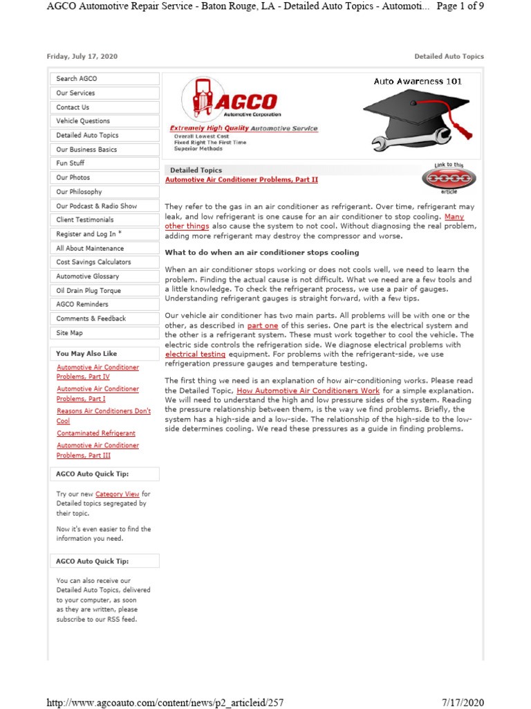 Diagnosing Automotive AC Issues | PDF | Air Conditioning | Pressure