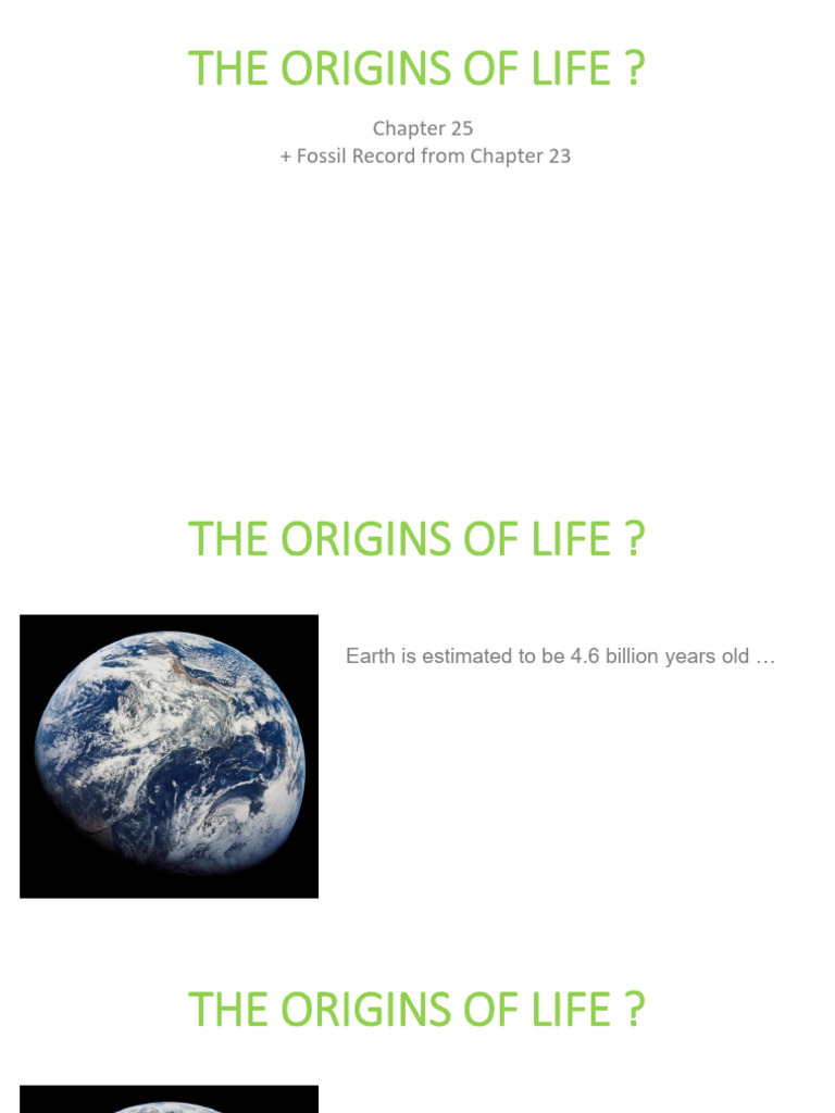 Origins of Life: Evidence and Theories | PDF | Abiogenesis | Cell (Biology)