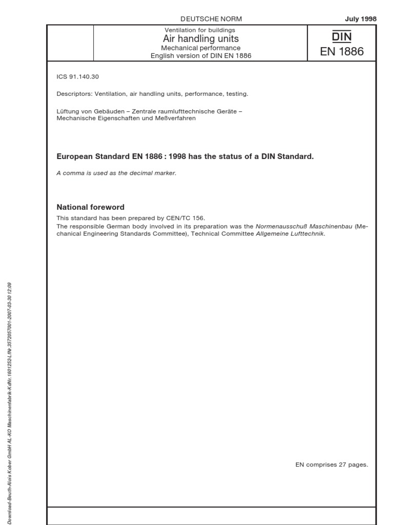DIN en 1886 Englisch | PDF | Building Engineering | Building Technology