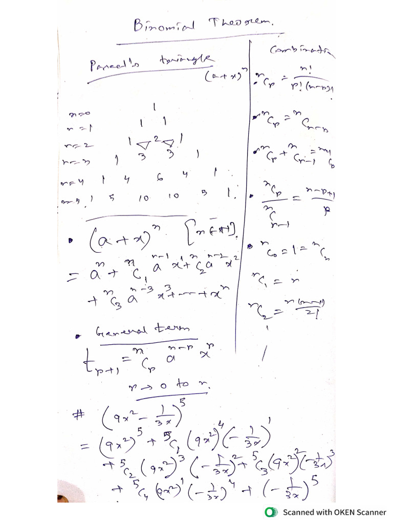 Binomial Theorem Theory | PDF