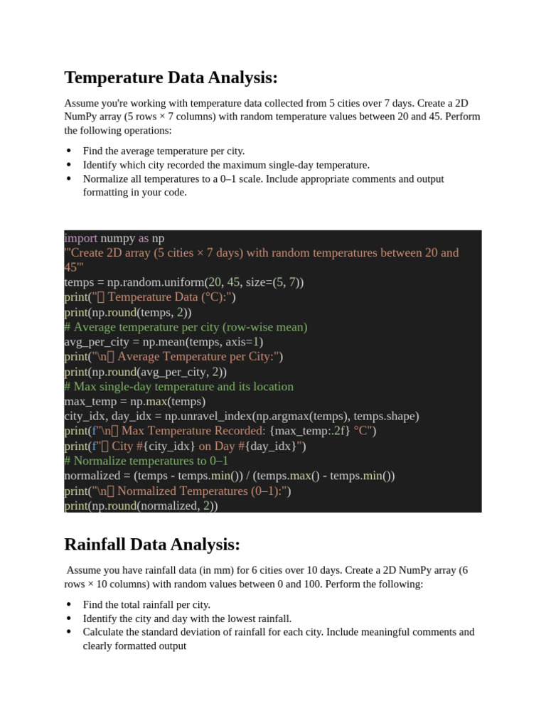 Temperature and Rainfall Data Analysis | PDF | Standard Deviation ...