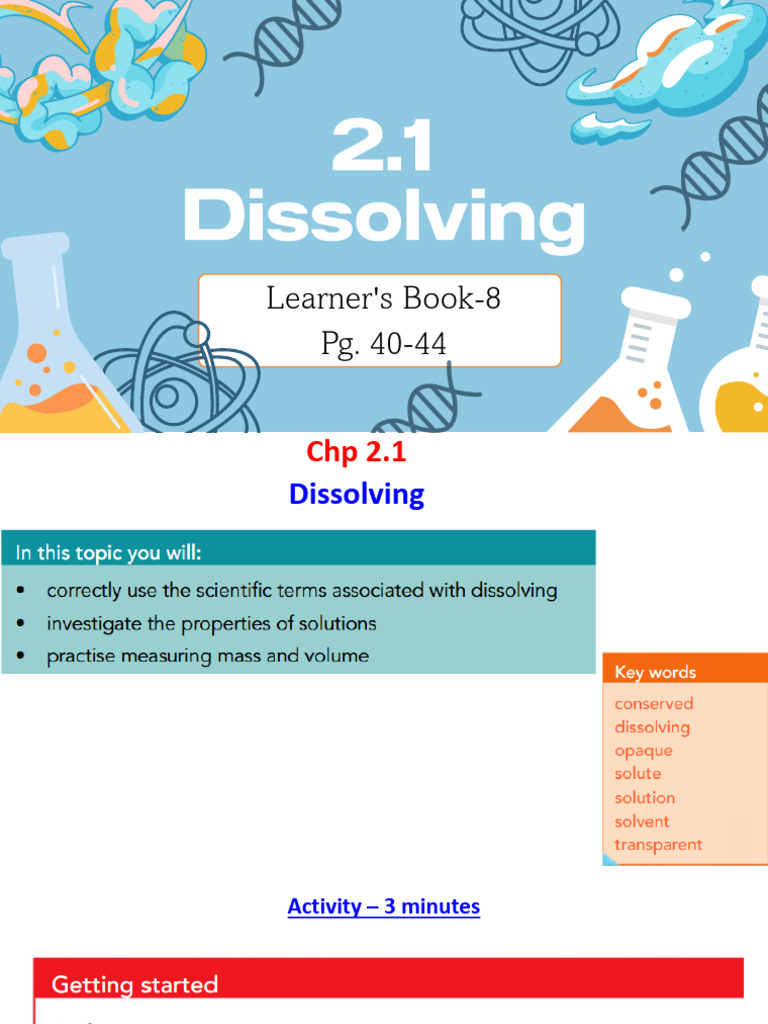Gr7 CHP 2.1 Dissolving 2 | PDF | Chemical Substances | Chemical Compounds