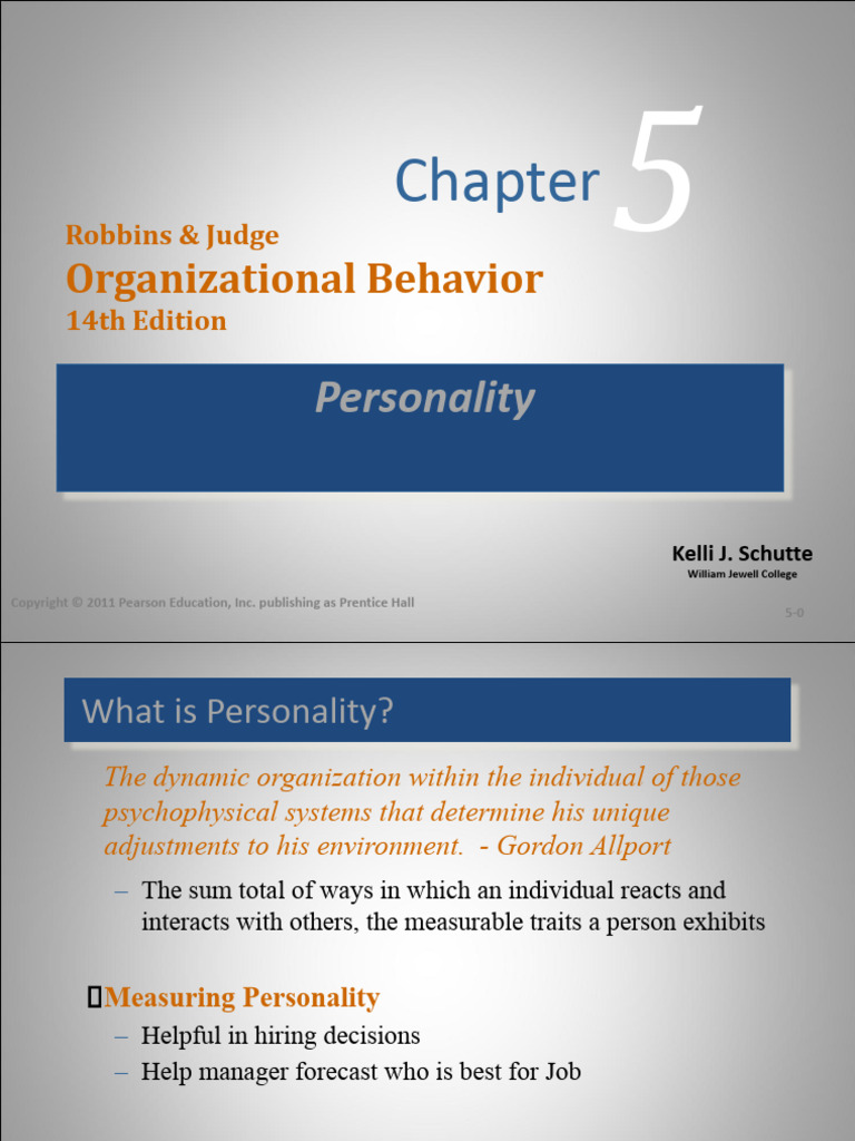 L 3 Robbins Chapter 5 Personality | PDF | Psychology | Psychological Concepts