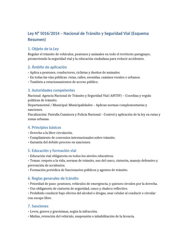 Ley 5016 2014 Esquema Resumen | PDF