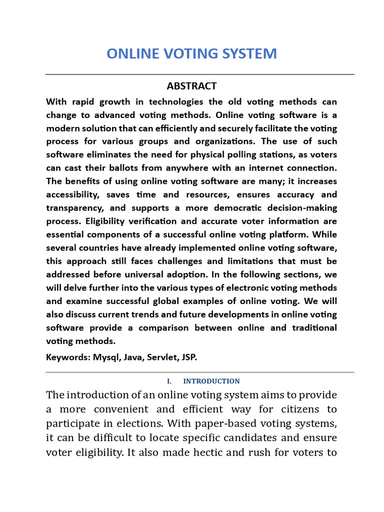 Online Voting System Overview and Benefits | PDF | Electronic Voting ...