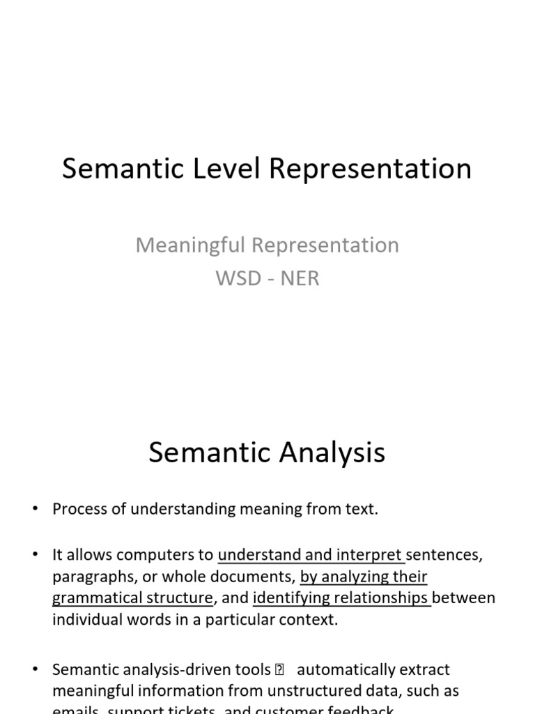 Semantic Level Representation1 | PDF | Semantics | Word