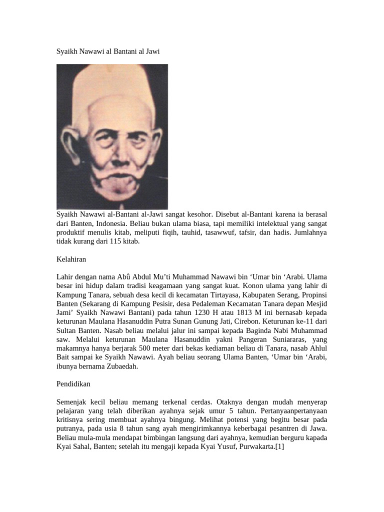 Syaikh Nawawi Al Bantani Al Jawi | PDF