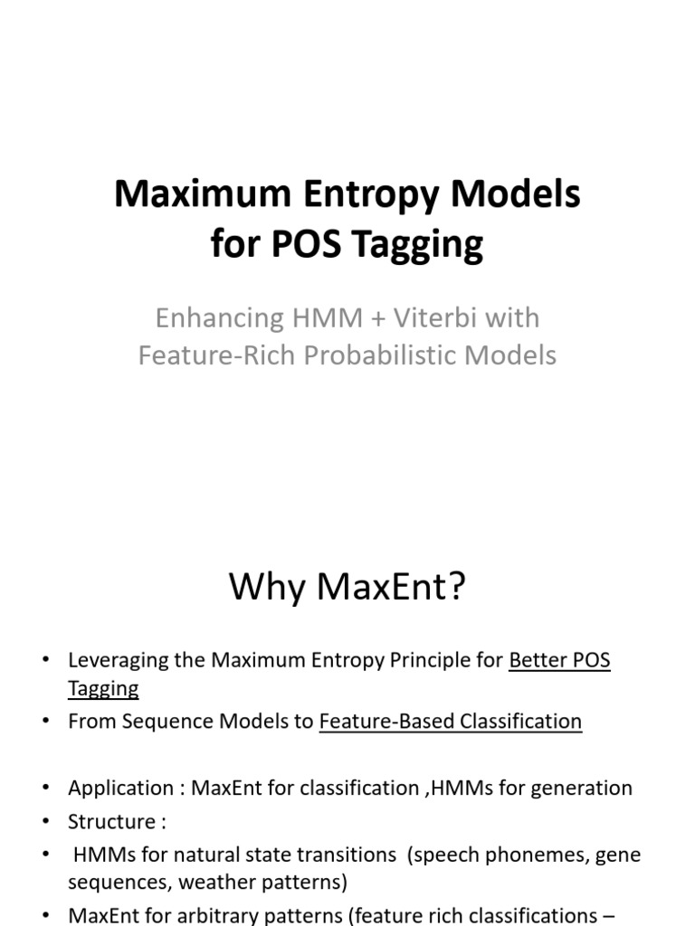 MaxEnt Models for POS Tagging Explained | PDF | Machine Learning ...