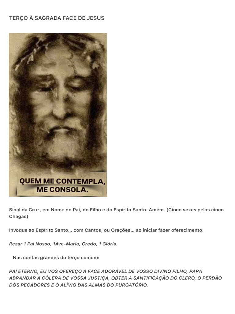 Terço À Sagrada Face de Jesus | PDF