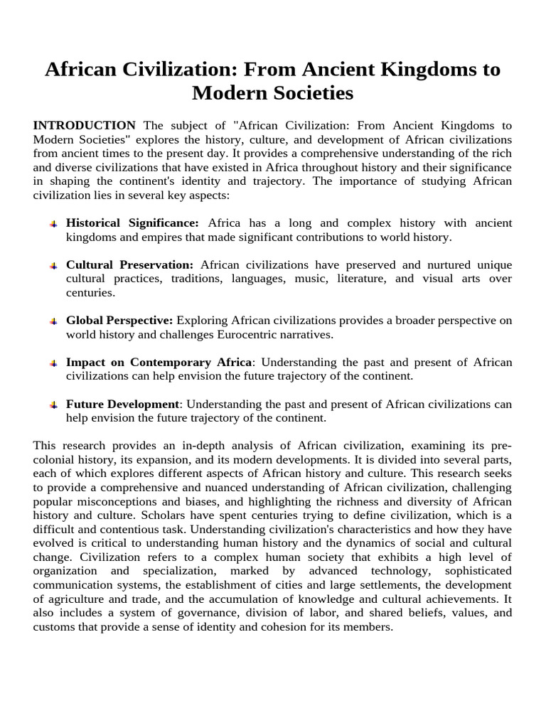 African Civilization Note | PDF | Ancient Egypt | Narrative