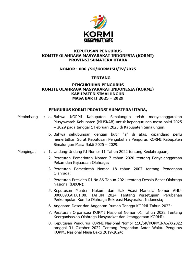 Contoh SK Organisasi | PDF