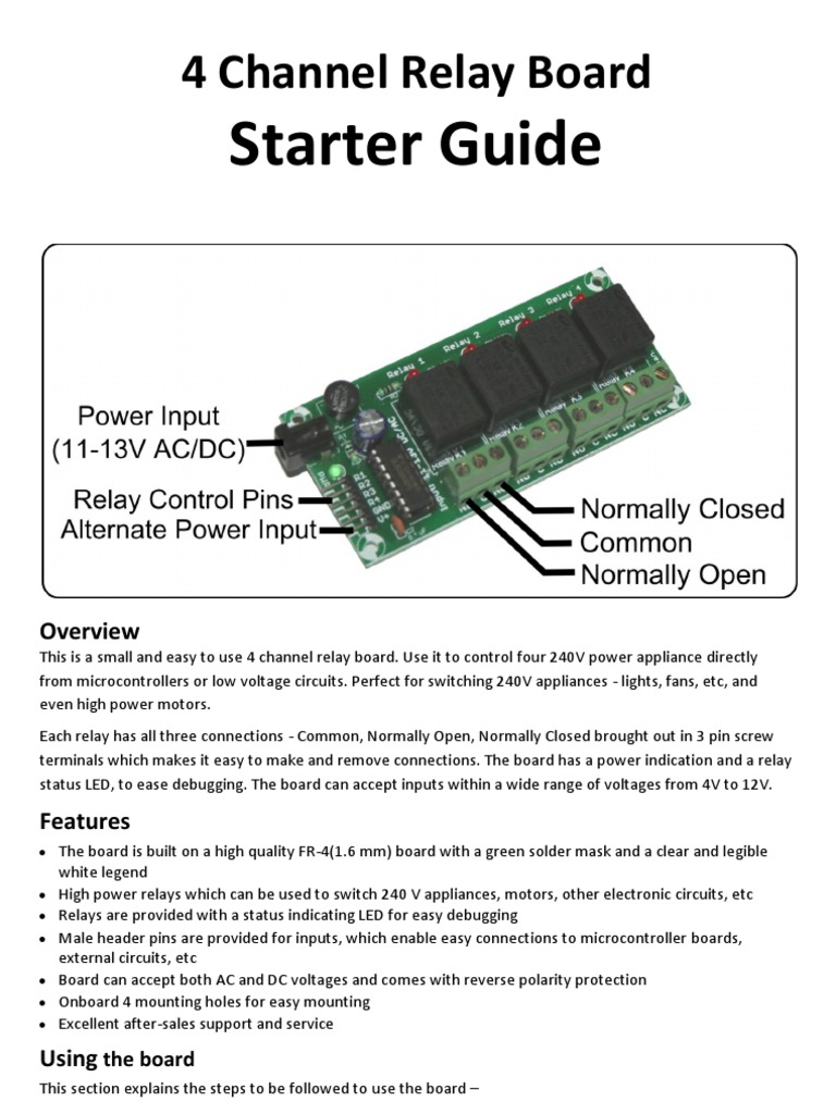 4 Channel Relay Board - Starter Guide | PDF