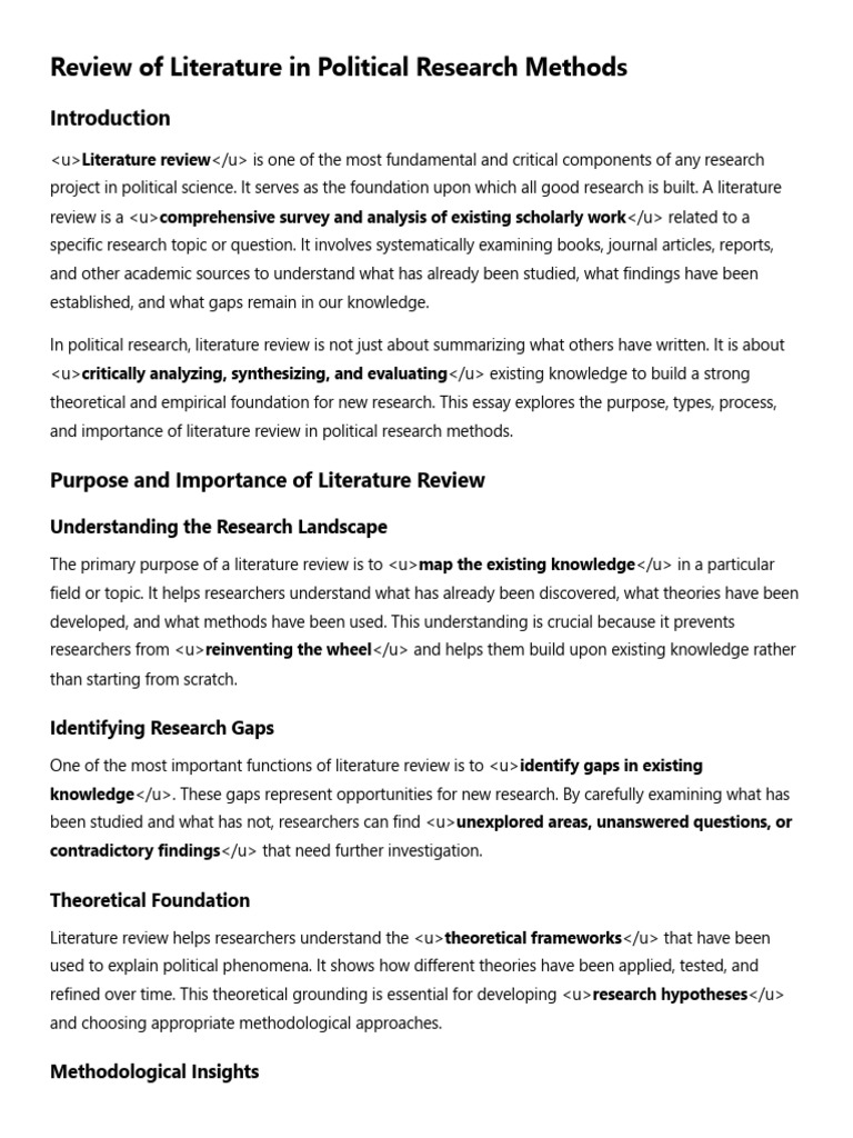 Literature Review in Political Research | PDF | Systematic Review ...