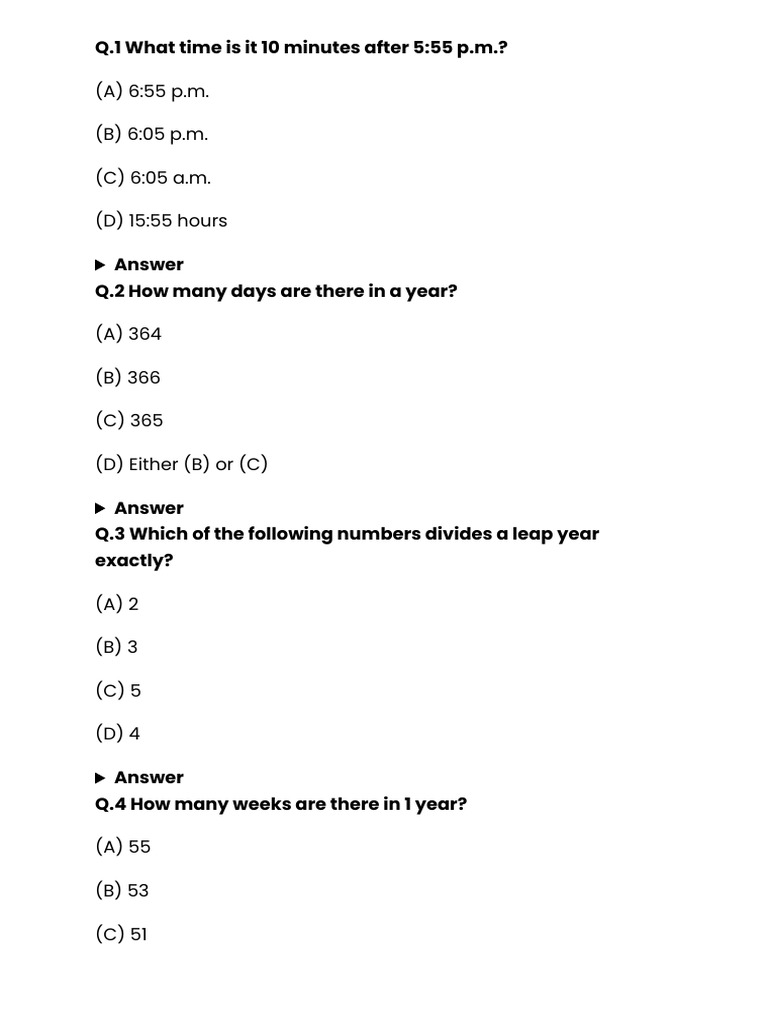 CBSE Class 4 Maths - Calendar Worksheet | PDF | Hour | Units Of Measurement