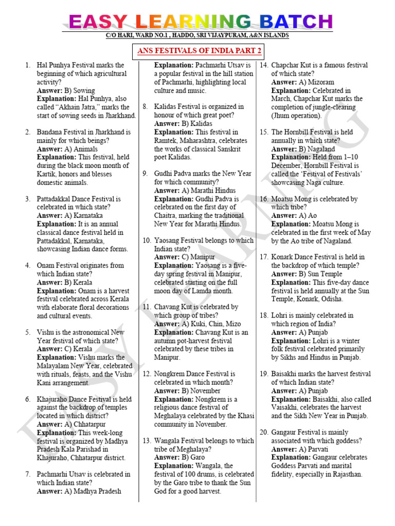 Indian Festivals and Celebrations Guide | PDF
