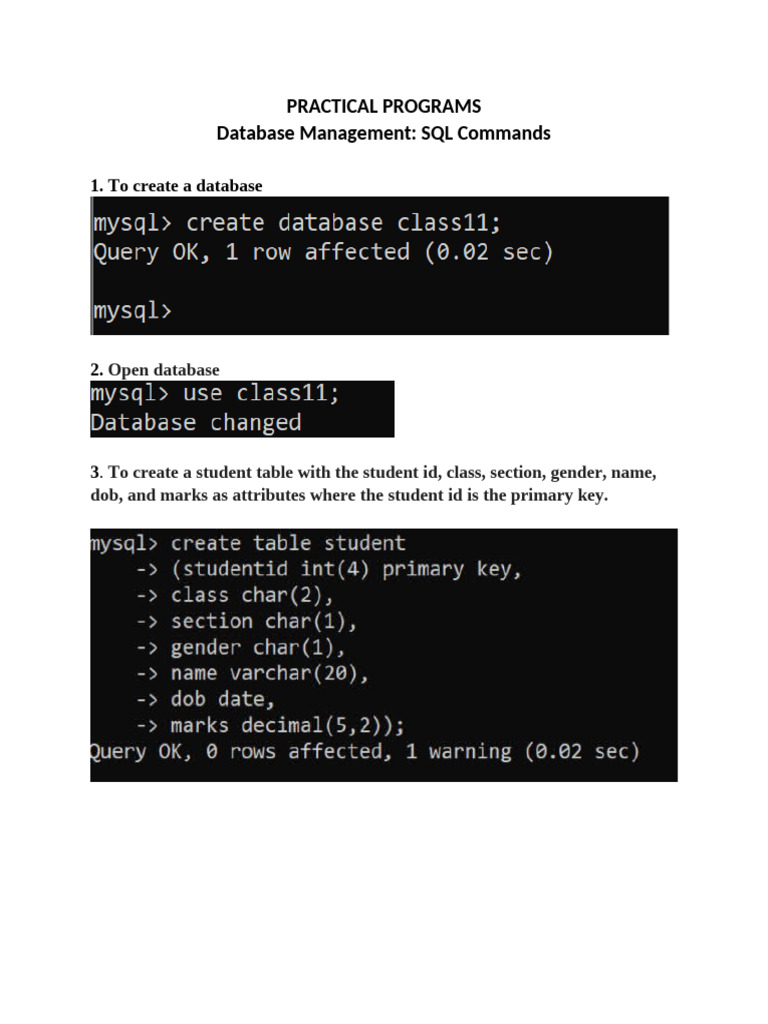 Dbms Practical Programs | PDF