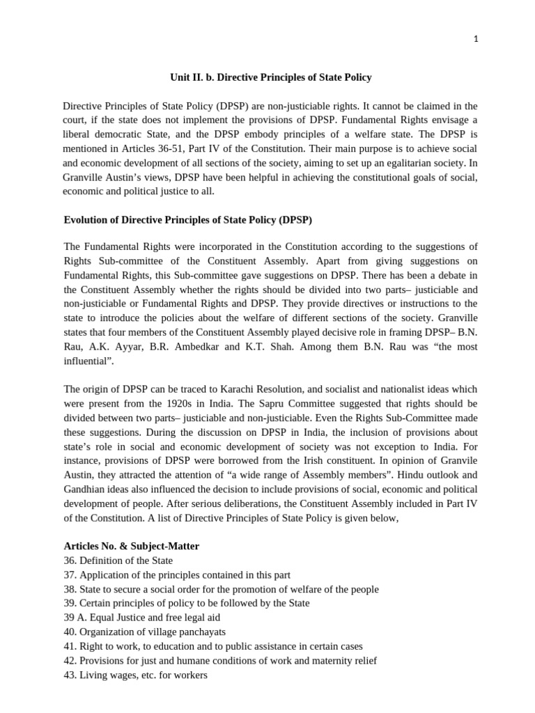 Understanding Directive Principles of State Policy | PDF | Political ...