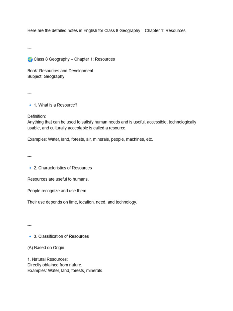 Class 8th, Geography, Chapter 1, Notes | PDF