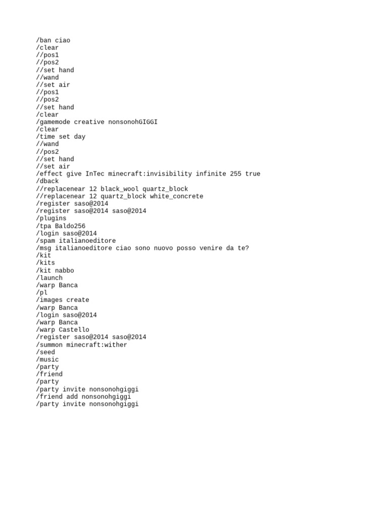 Minecraft Commands and Gameplay Guide | PDF