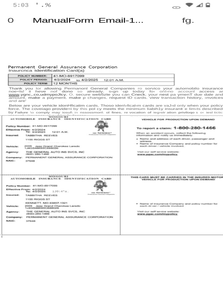 Vehicle Insurance Identification Cards | PDF