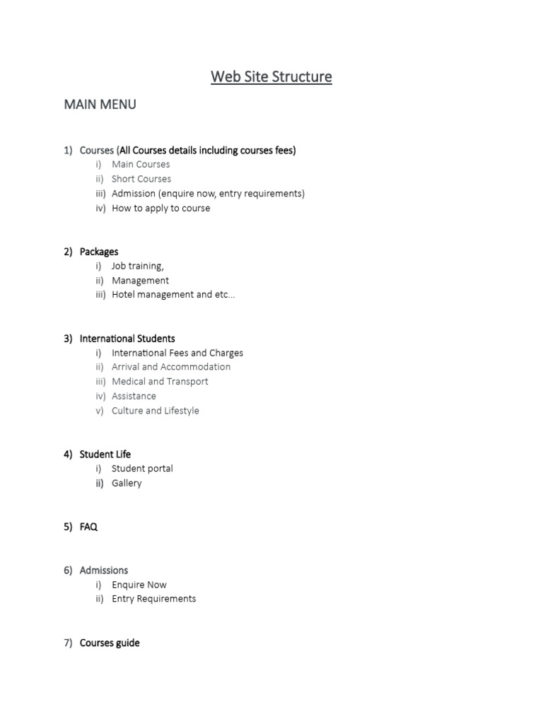 Web Site Structure For DSI | PDF