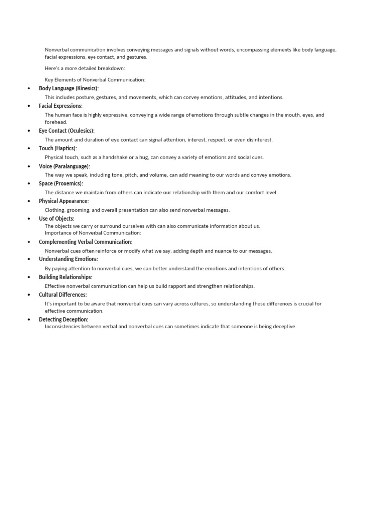 Non Verbal Communication | PDF