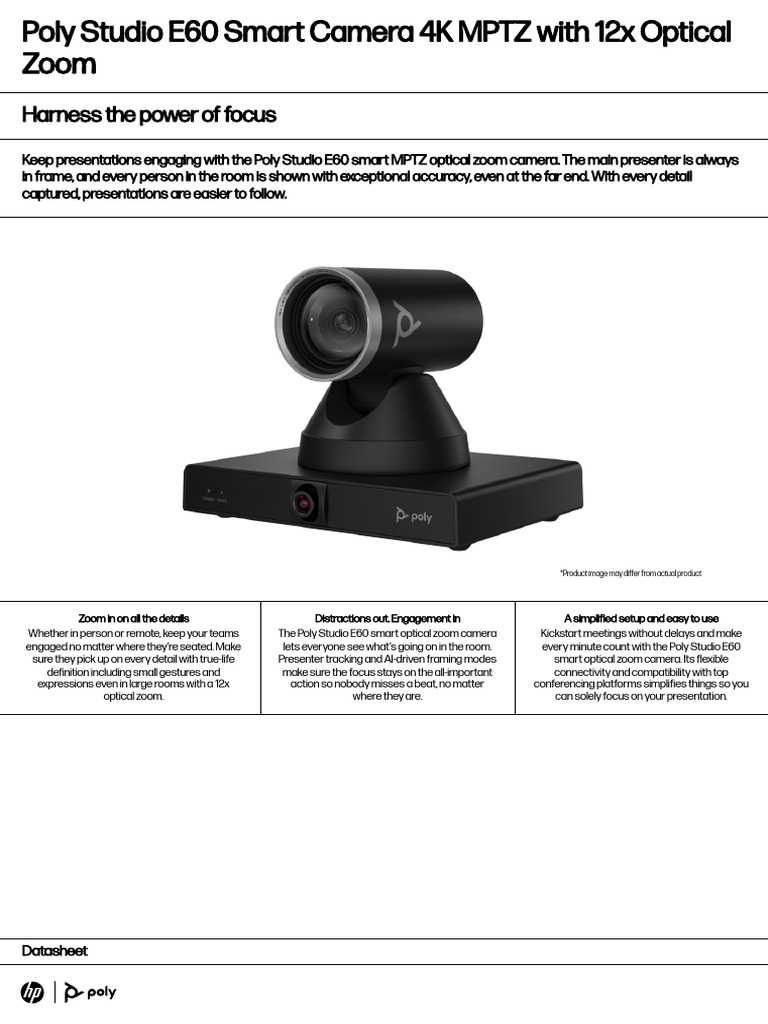 Poly Studio E60 Smart Camera Overview | PDF | Camera | Zoom Lens