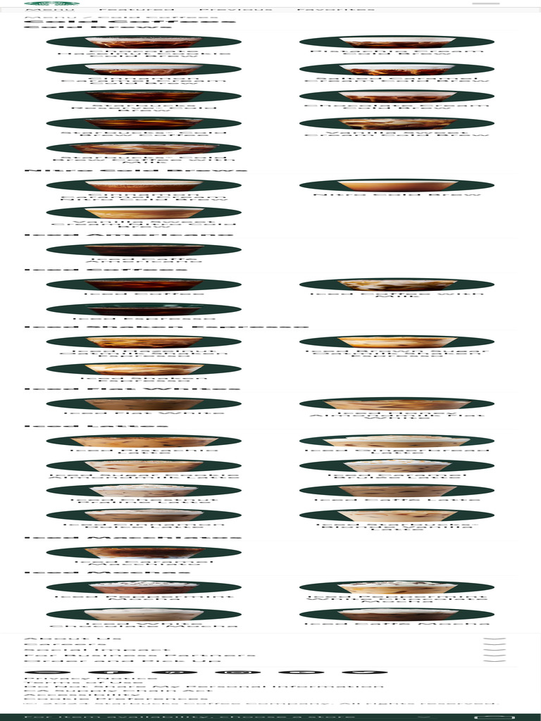 Menu Starbucks Coffee Company | PDF