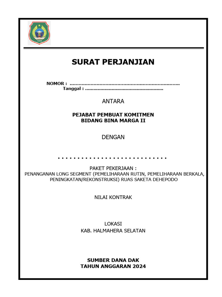 Rancangan Kontrak Pekerjaan Penanganan Long Segment Jalan Ruas Payahe ...