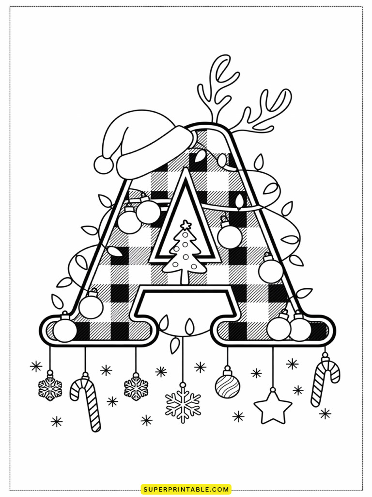 Christmas Plaid Alphabet Coloring Pages For Kids 1 | PDF