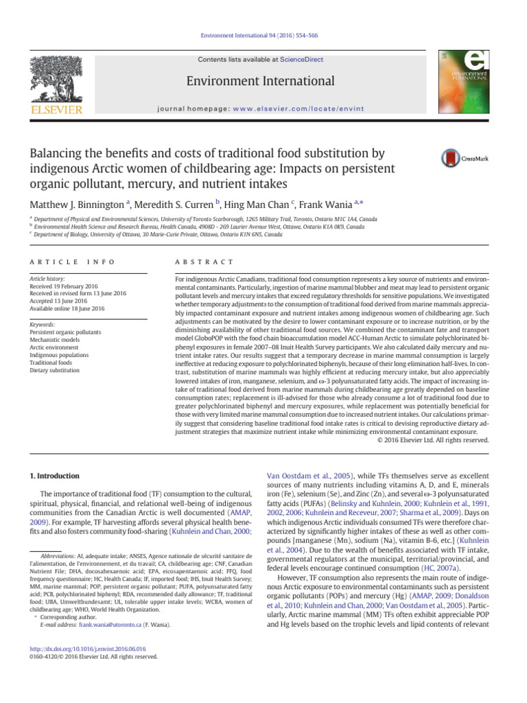 Balancing the Benefits and Costs of Traditional Food Substitution by ...
