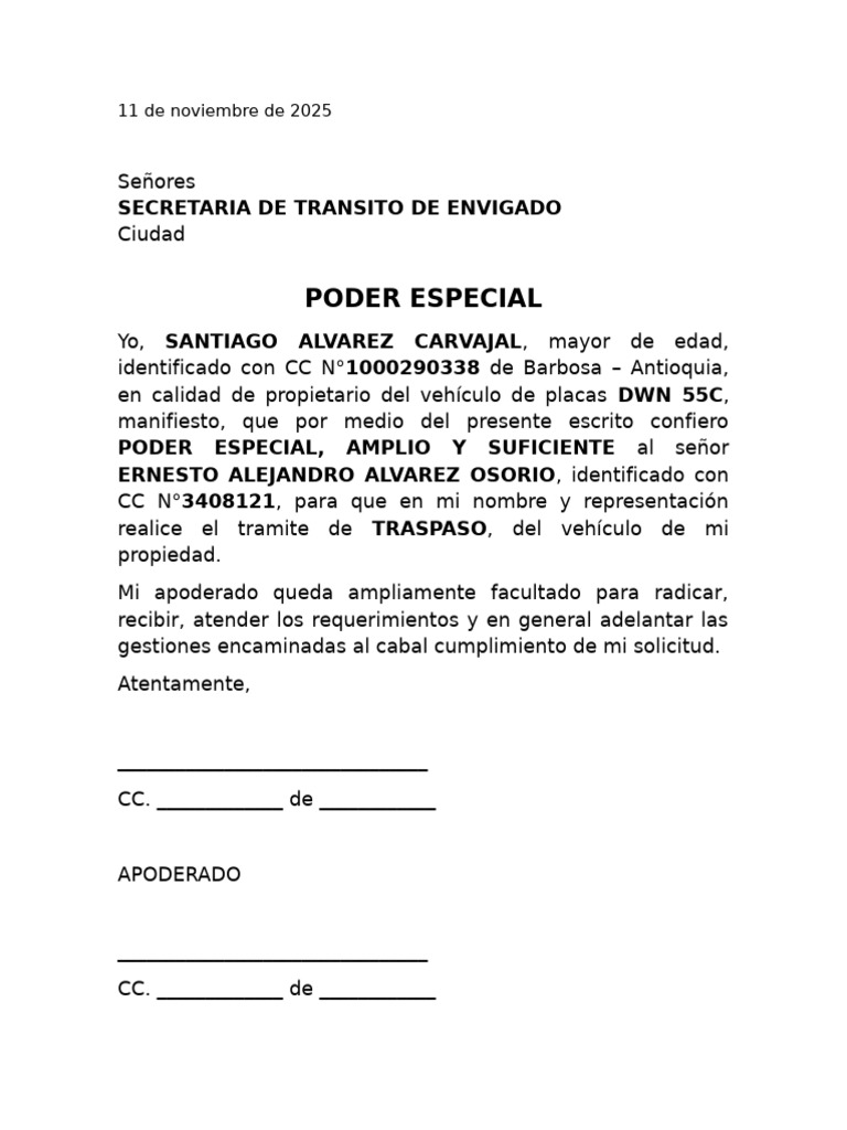 Poder Traspaso MOTO | PDF
