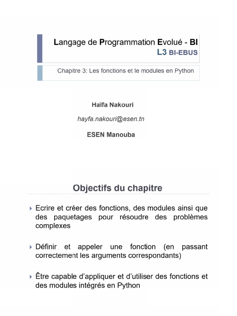 Chapitre 3- Les Fonctions Et Les Modules en Python (1) | PDF