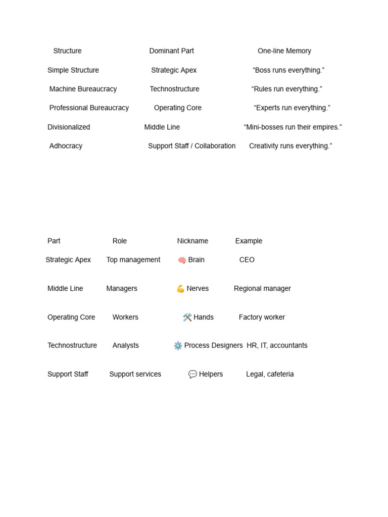 Organizational Structure Roles Explained | PDF