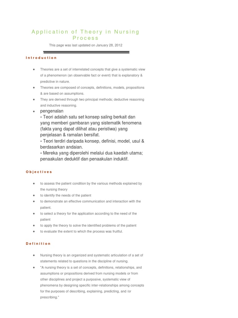 Application of Theory in Nursing Process | Download Free PDF | Theory ...