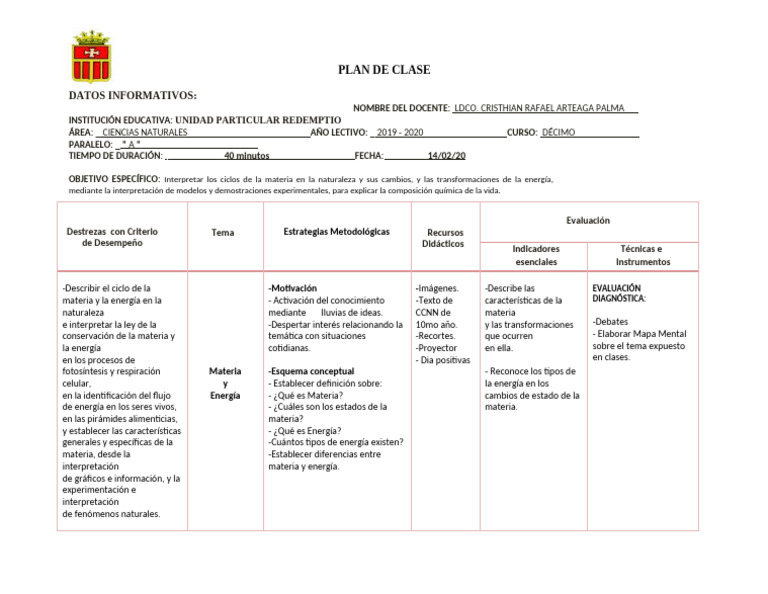 Plan de Clase Ccnn | PDF | Importar