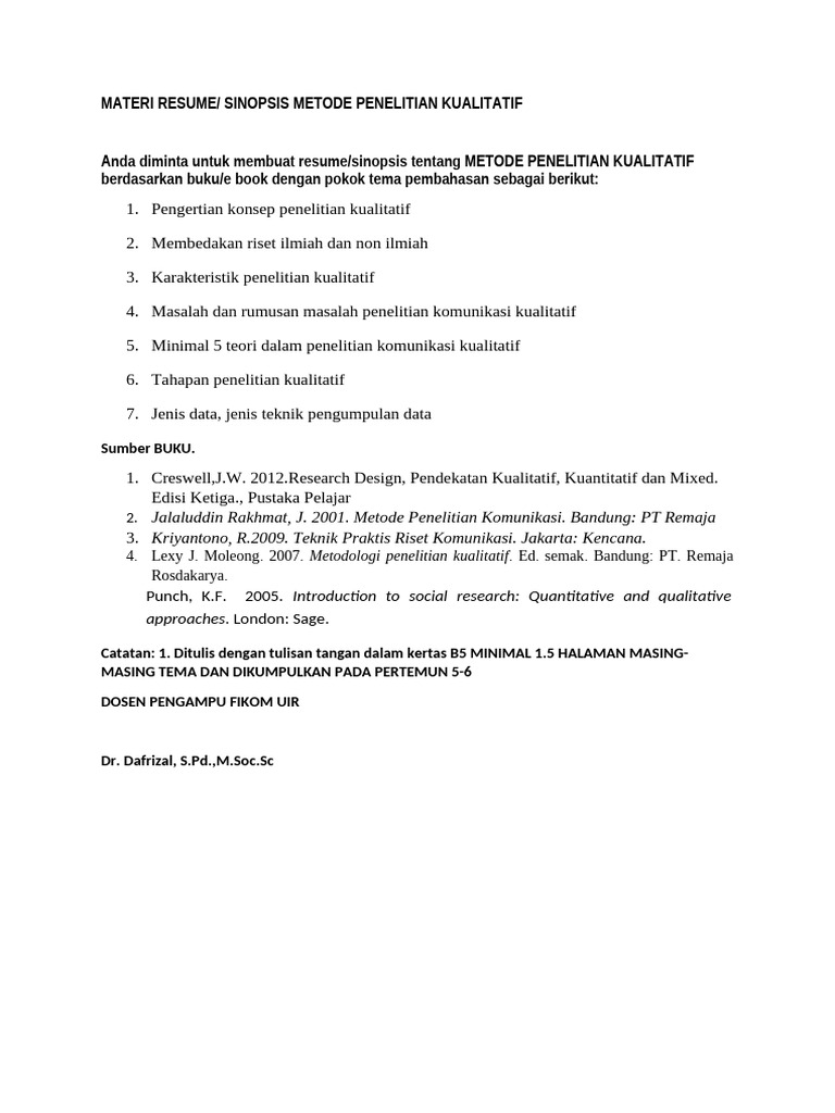Materi Resume MK Metopel - Kom | PDF