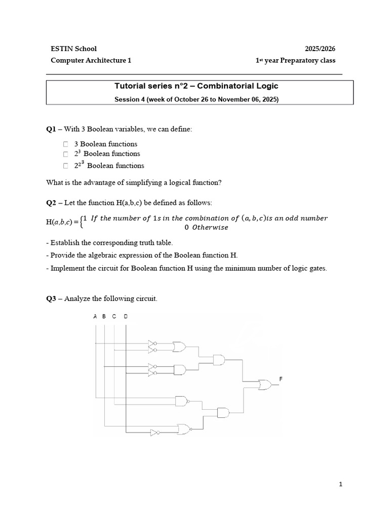 Tutorial Series 1_Combinatorial Logic | PDF