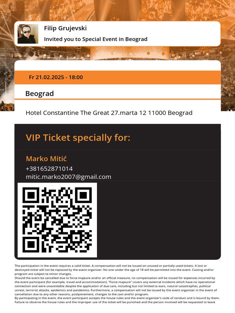 VIP Ticket Invitation for Beograd Event | PDF