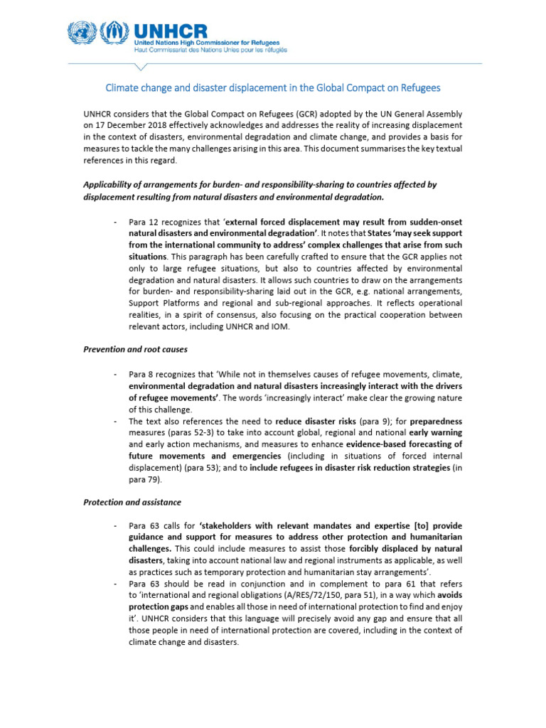 UNHCR Statement | PDF | Refugee | United Nations High Commissioner For ...