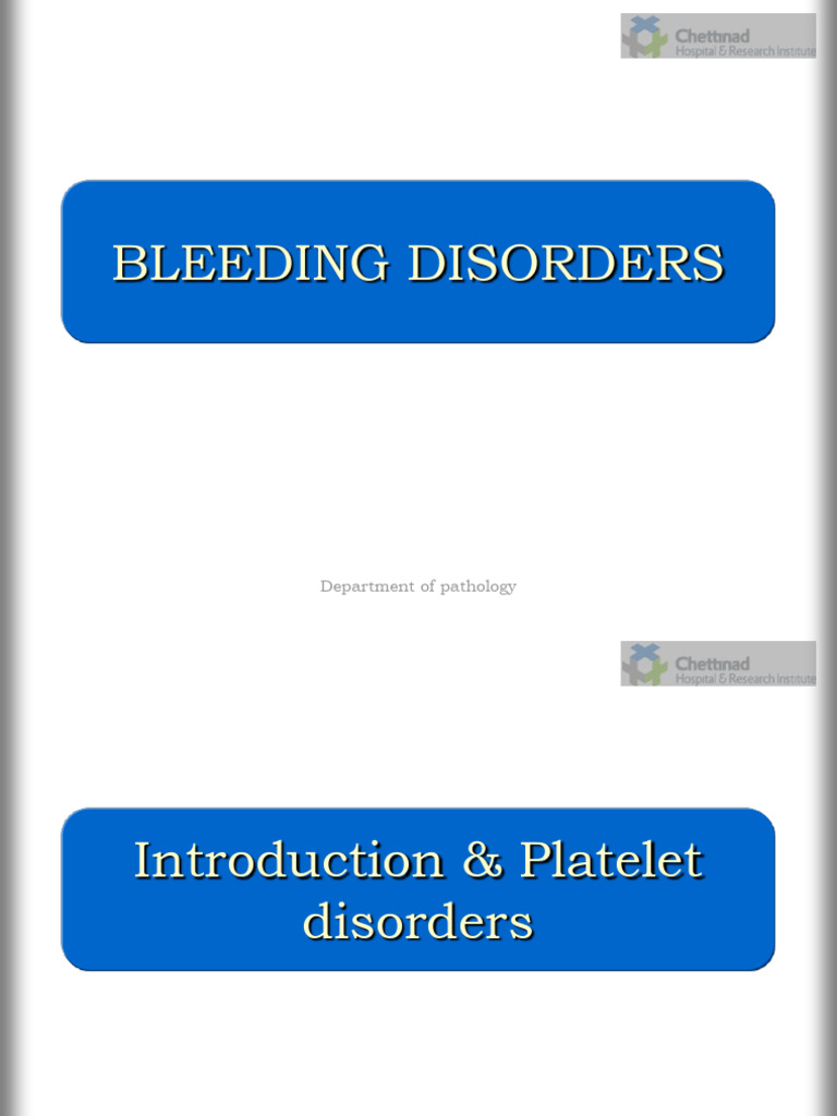 Bleeding Disorders: Department of Pathology | PDF | Platelet | Coagulation
