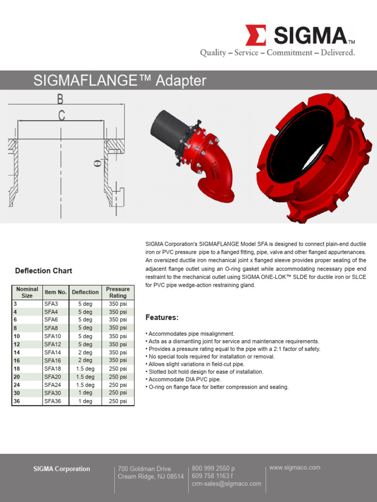 SIGMAFLANGE™ Adapter Specifications | PDF | Pipe (Fluid Conveyance ...