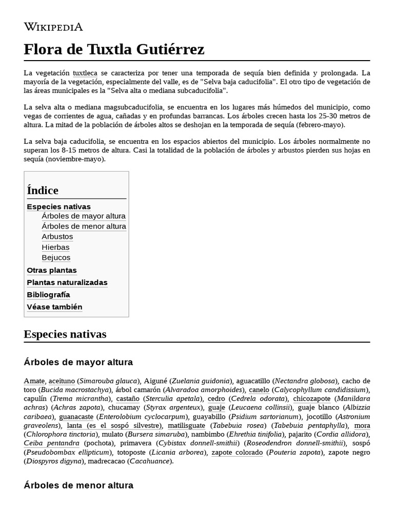 Flora de Tuxtla Gutiérrez | PDF | Plantas | Botánica