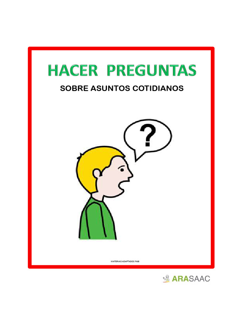 Hacer Preguntas Pictogramas ARASAAC | PDF