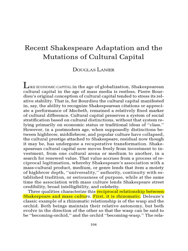 Lanier Shakespeare Adaptations | PDF | William Shakespeare | Novels